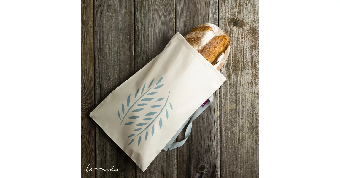 Small blue pattern, screen printed, hand printed bread storage bag ...